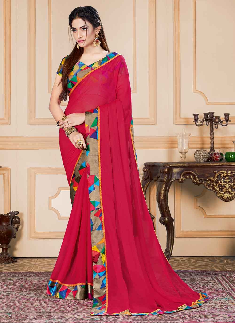 Buy Faux Chiffon Classic Saree Online