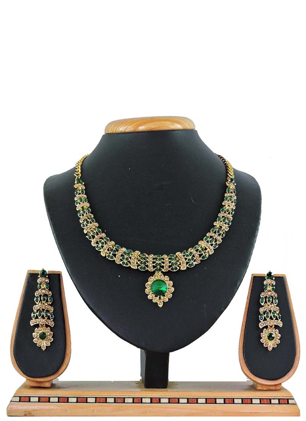 Shop Online Gold Stone Work Reception Necklace Set : 154455
