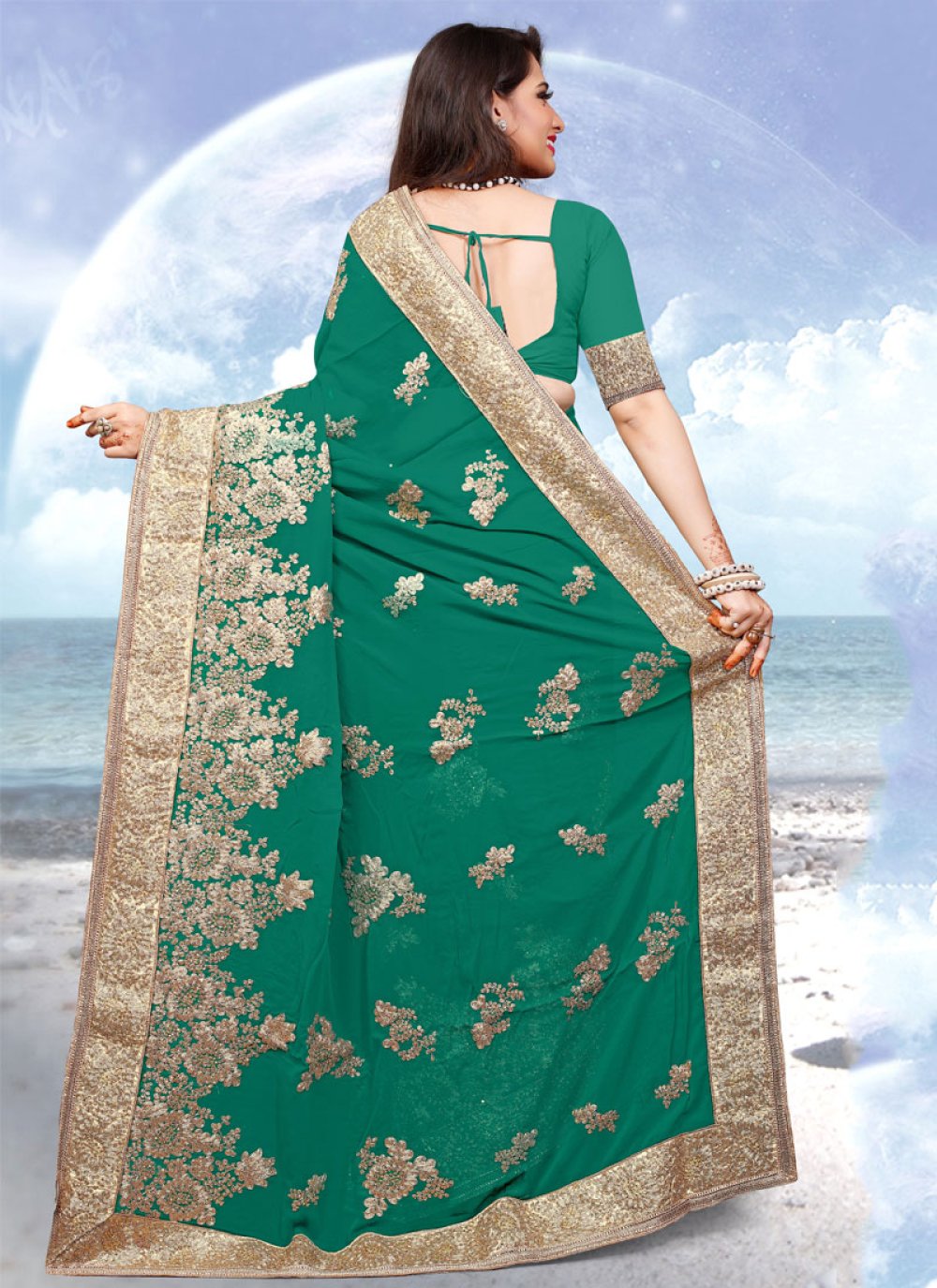 Shop Green Classic Designer Saree Online : 155199