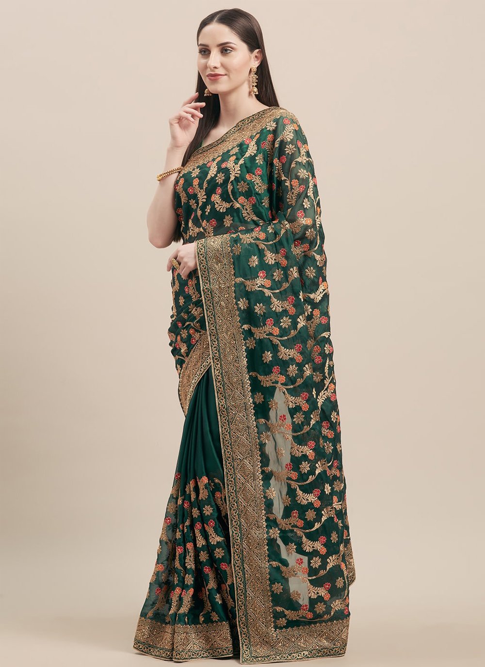 Green Color Classic Designer Saree buy online