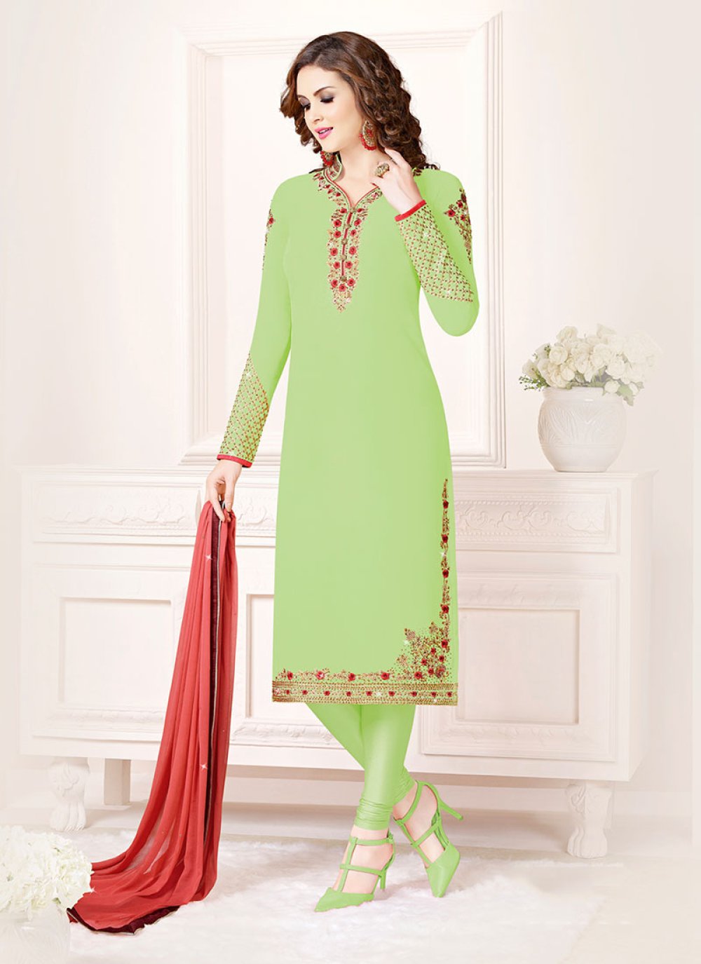 Shop Green Color Salwar Kameez Online : 153355