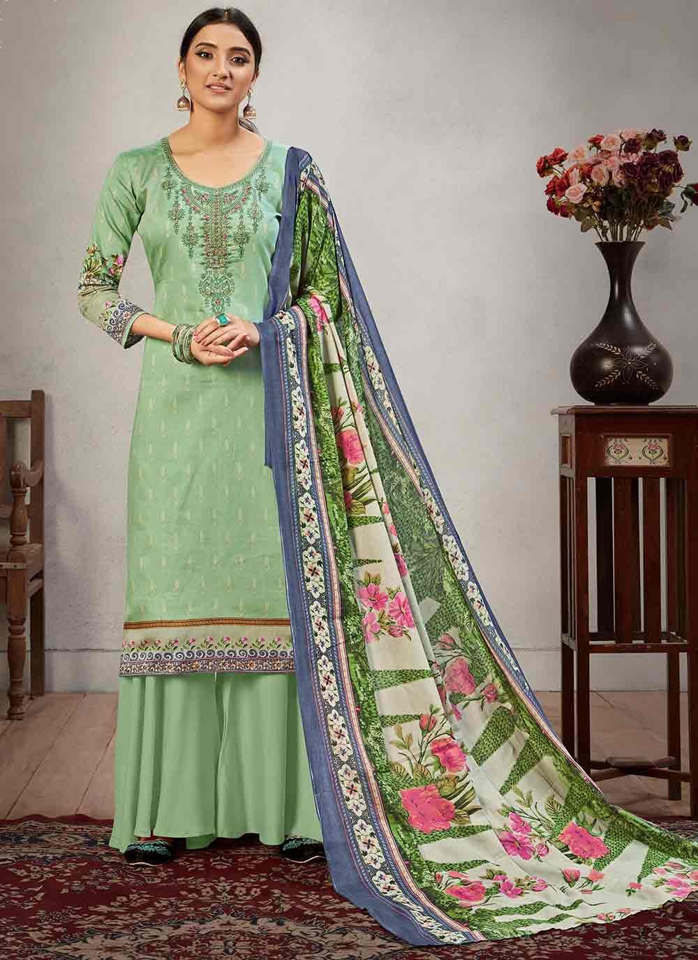 Green Cotton Party Salwar Kameez buy online