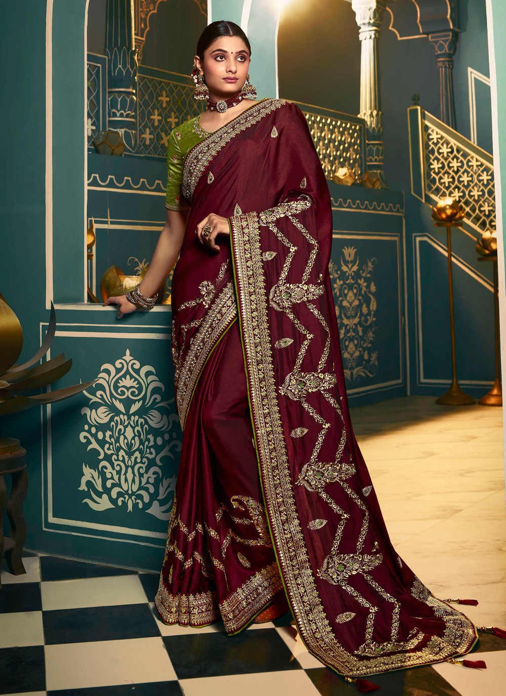 Buy Magenta Ceremonial Classic Saree Online