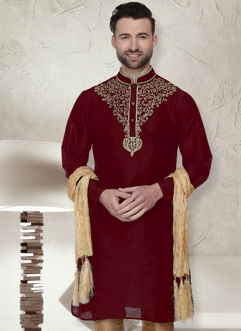 Buy Online Maroon Color Kurta : 153282