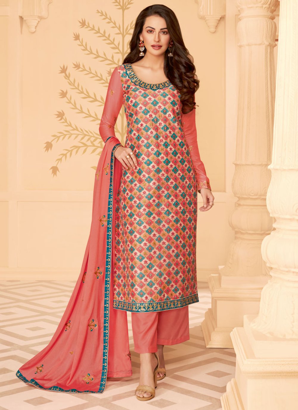 Buy Online Multi Colour Embroidered Reception Pakistani Salwar Suit ...