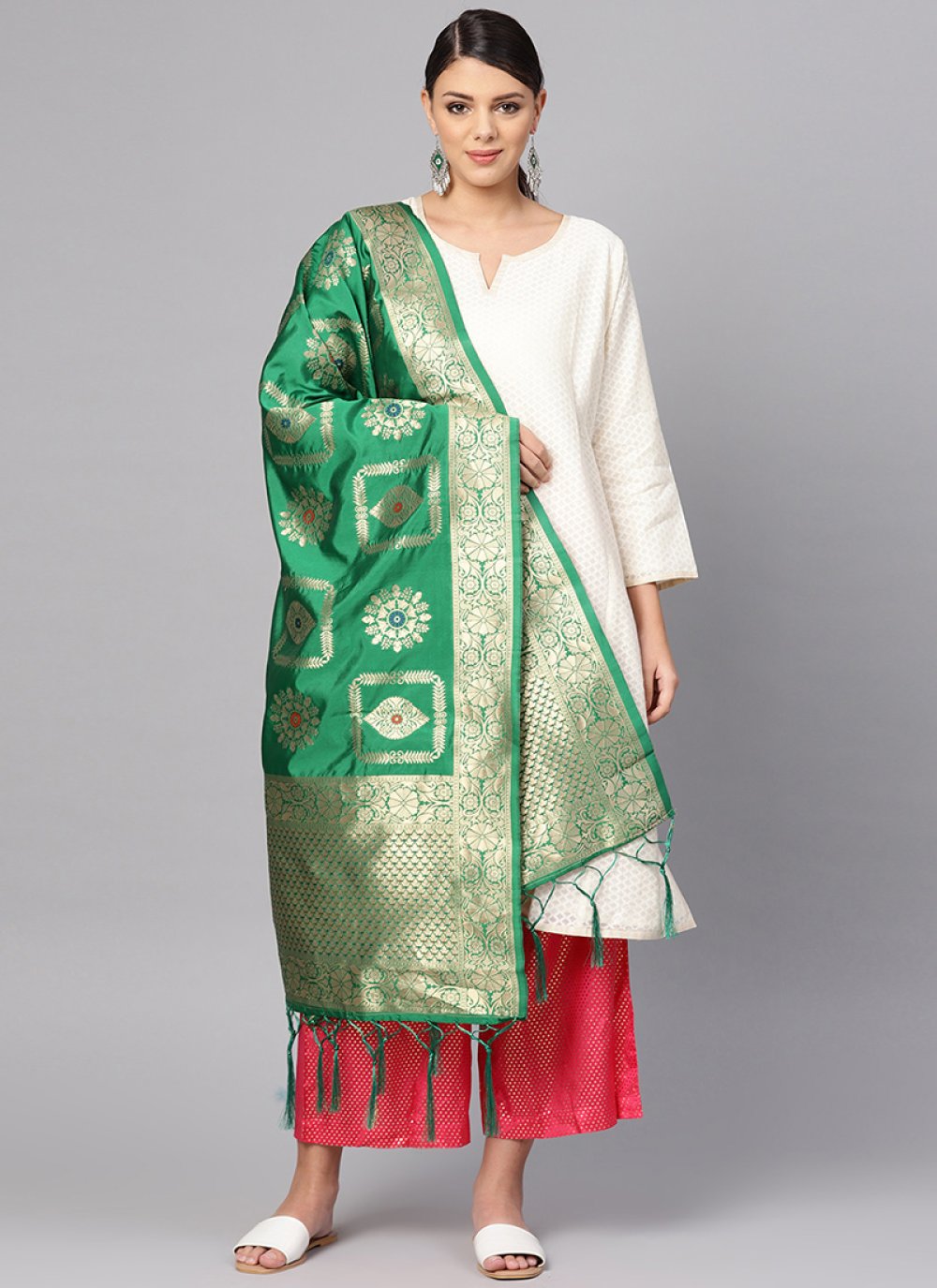 Buy Online Multi Colour Mehndi Designer Dupatta : 148752