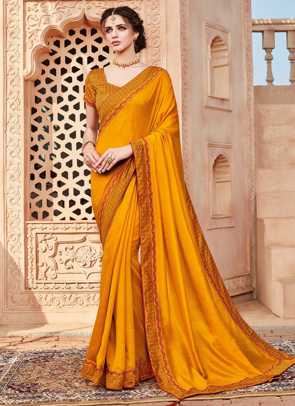 Shop Online Mustard Classic Saree : 152838