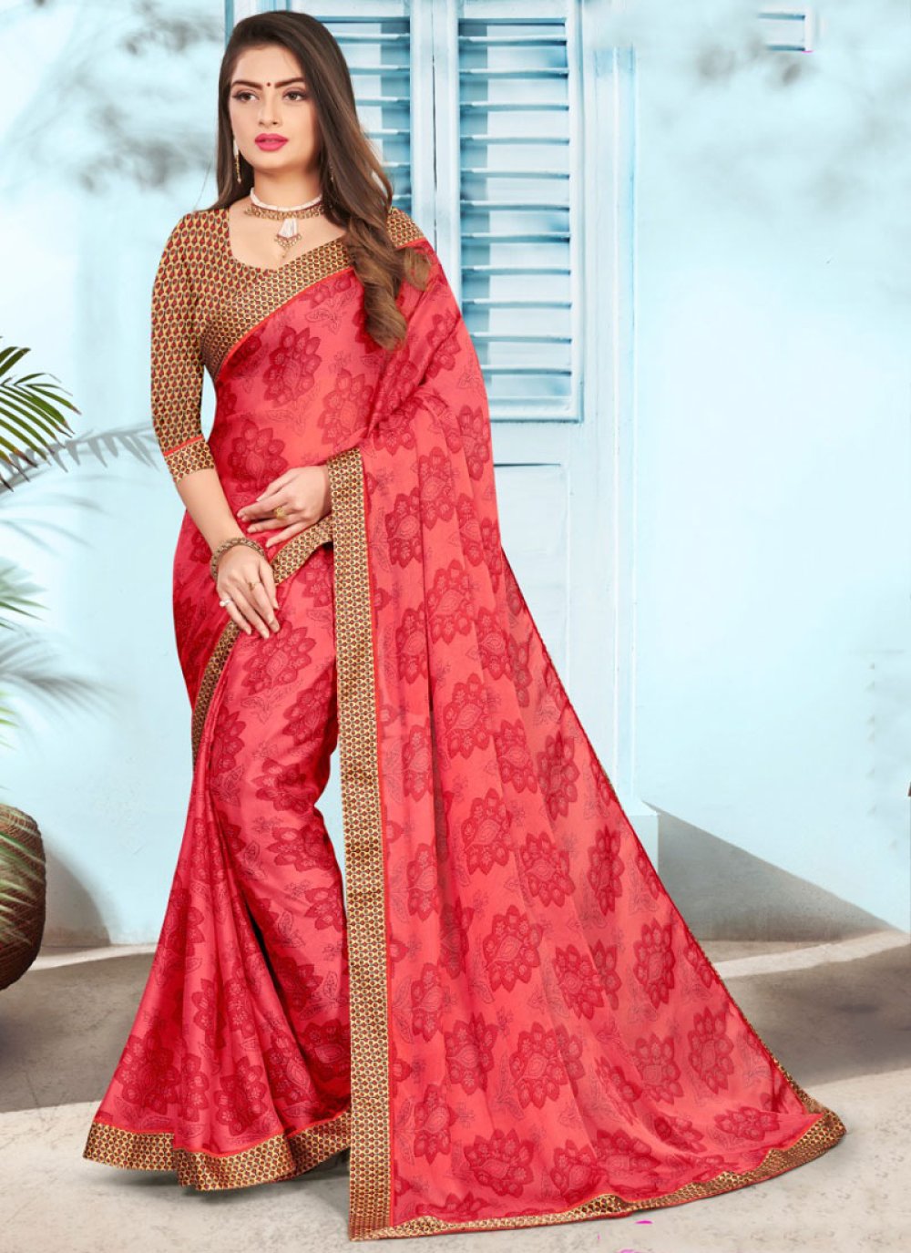 Shop Pink Designer Saree Online : 152911