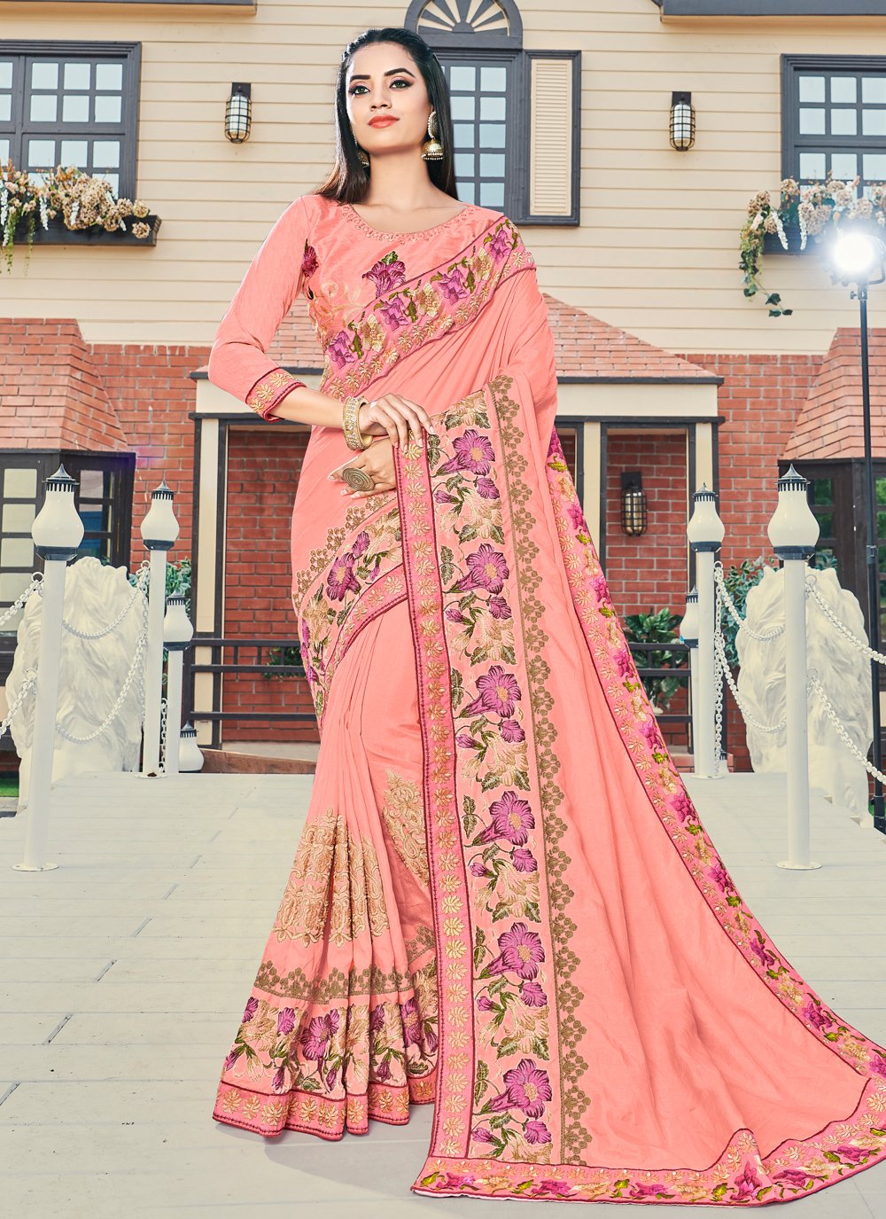 Buy Pink Silk Classic Saree Online : 166424