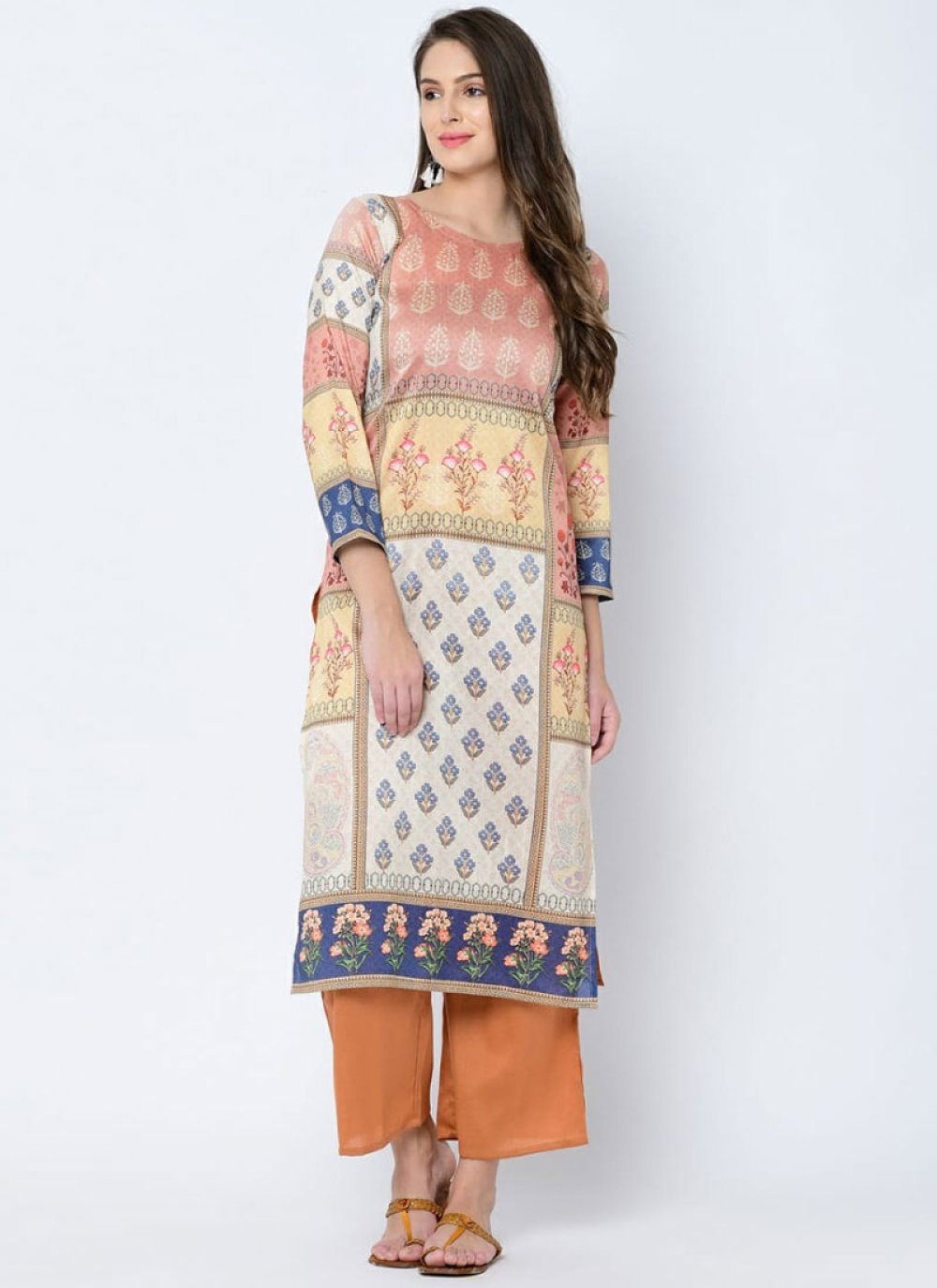 Buy Printed Art Silk Casual Kurti in Multi Colour Online