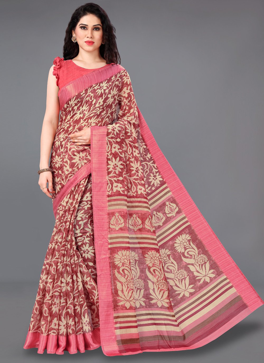 Buy Online Printed Cotton Classic Saree : 156424