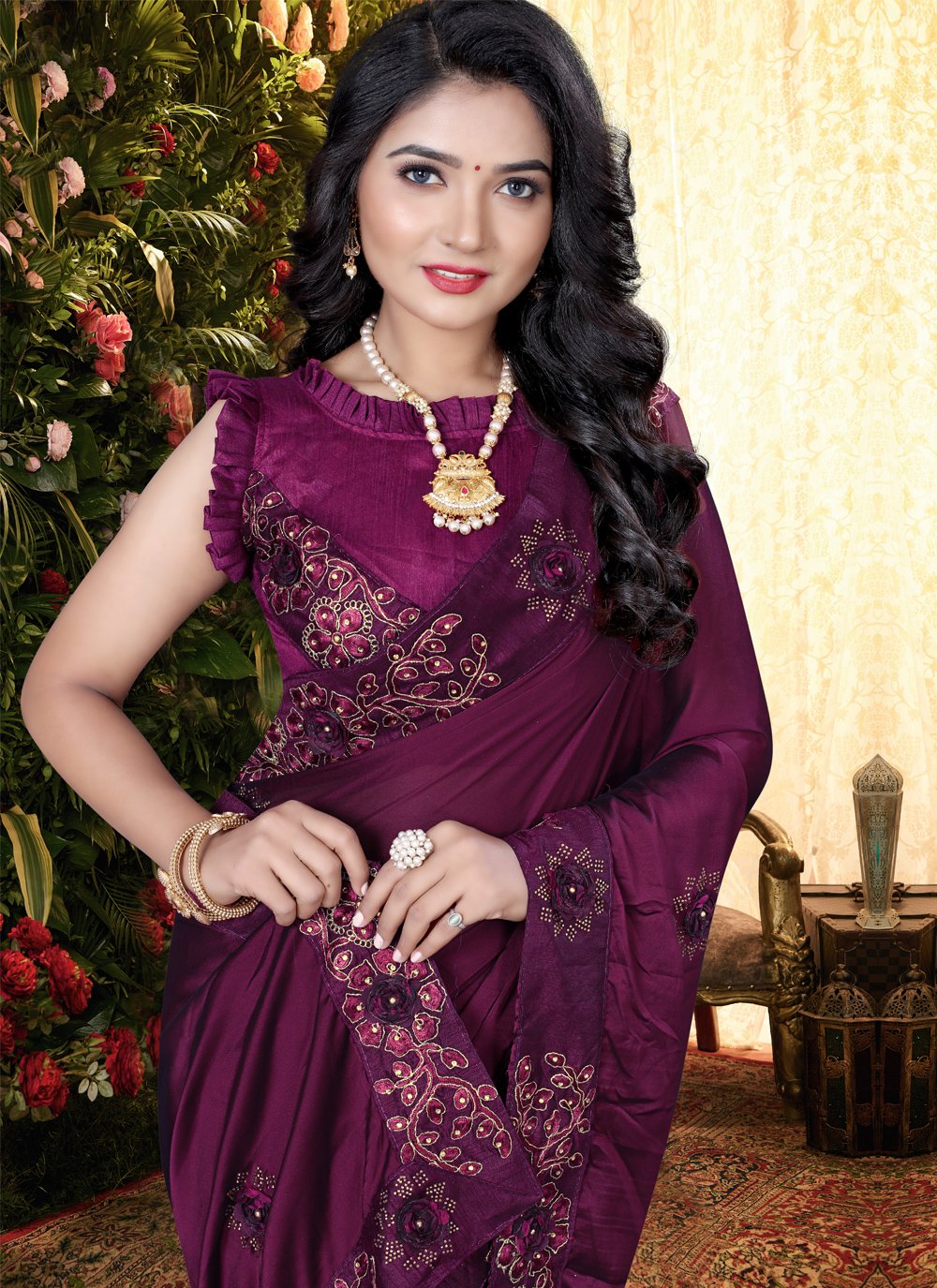 Shop Purple Color Trendy Saree Online : 164696