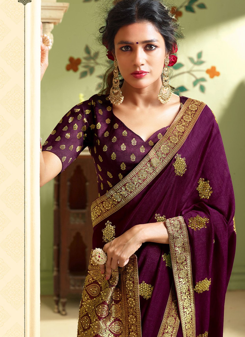 Shop Online Purple Festival Designer Saree : 157853