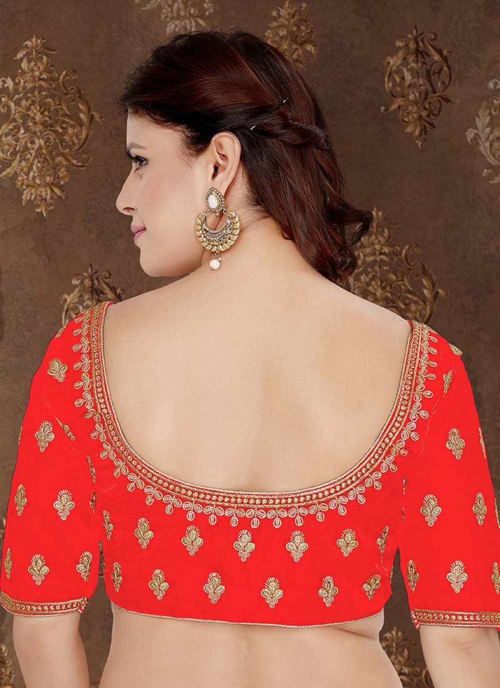 Shop Online Red Embroidered Blouse : 149019