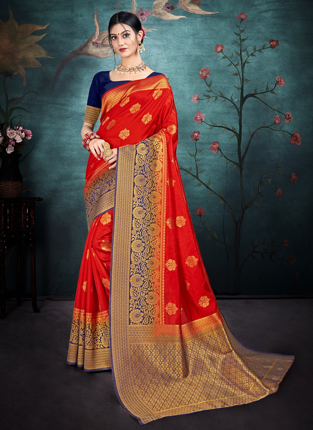 Shop Red Reception Traditional Saree Online : 157665