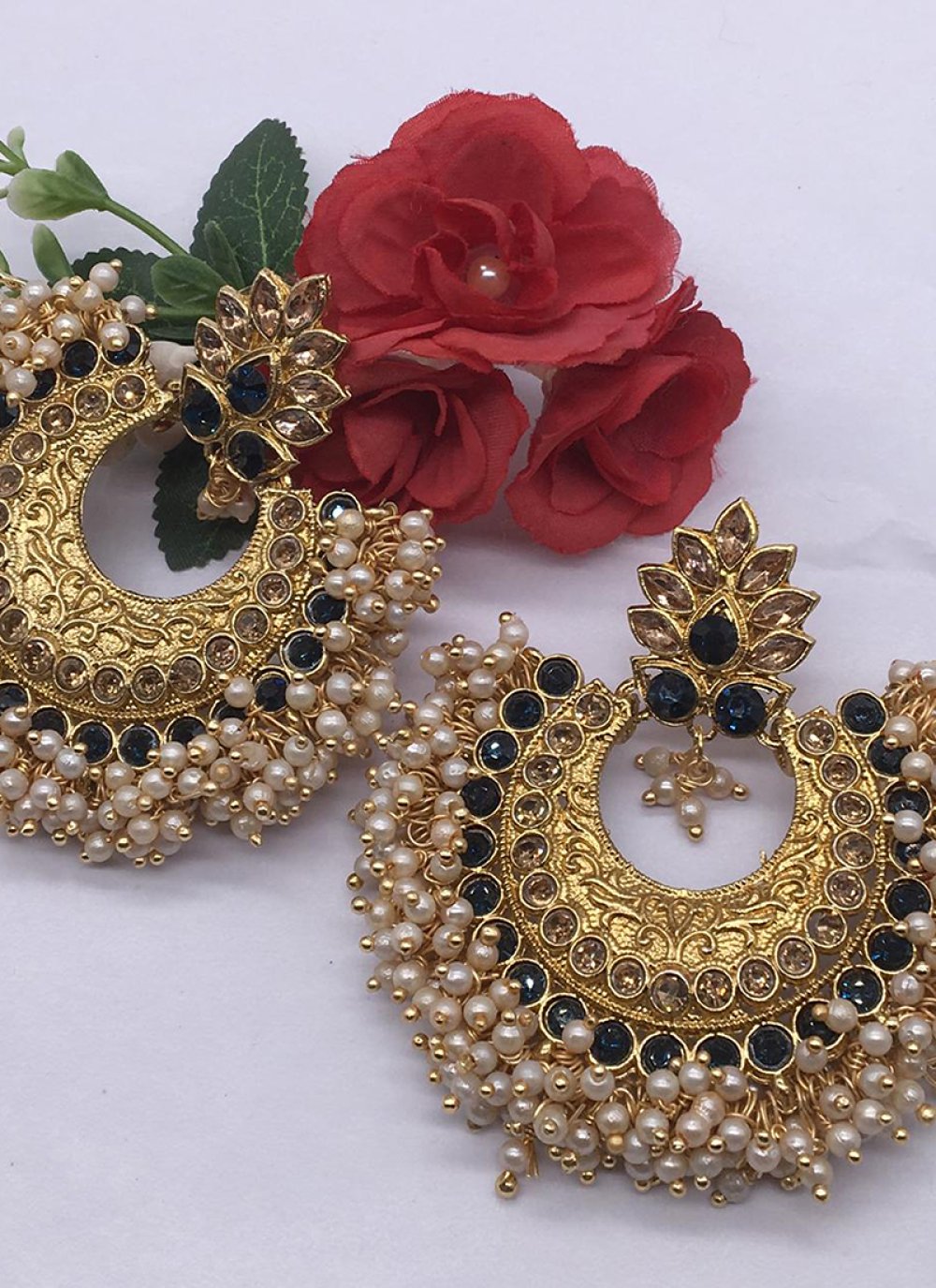 Buy Online Stone Work Ear Rings in Gold : 141755