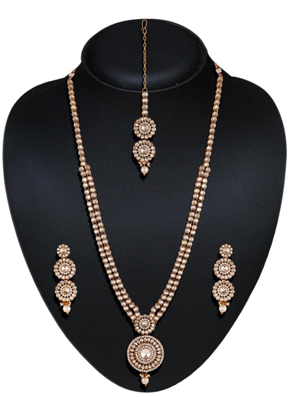 Shop White Stone Work Party Necklace Set Online : 150425