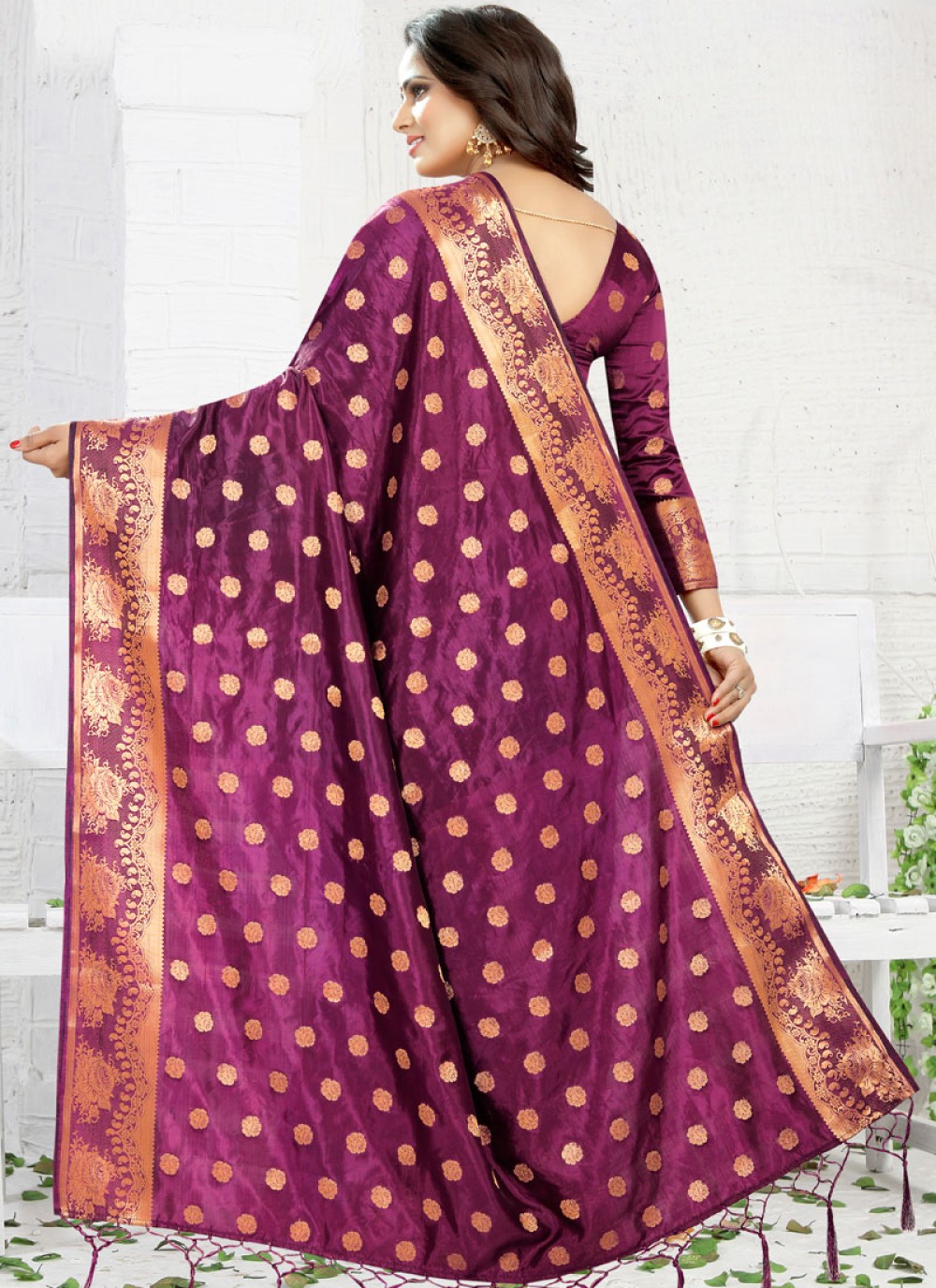 Shop Online Wine Color Classic Saree : 139227