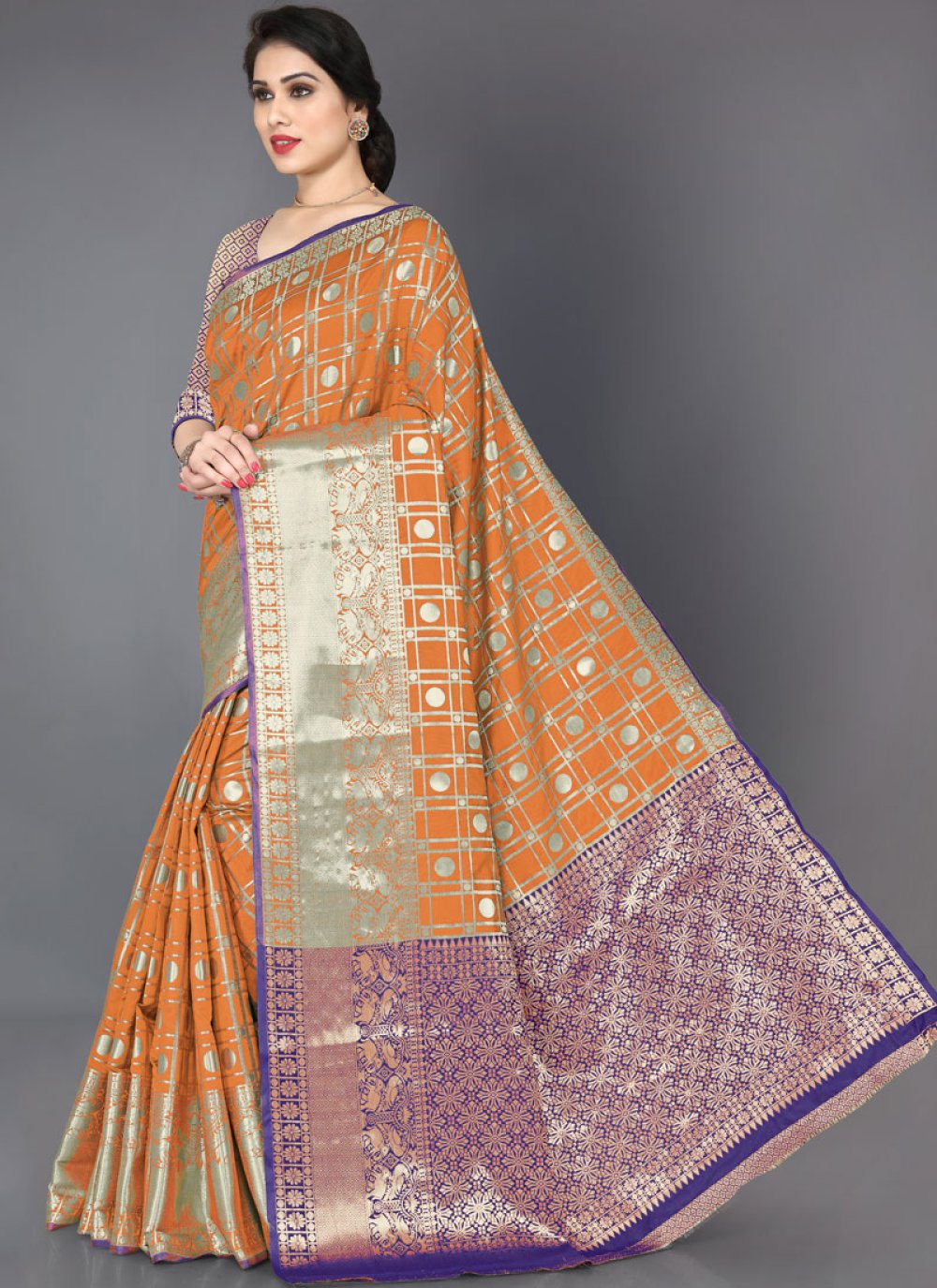 Buy Woven Mustard Silk Trendy Saree Online