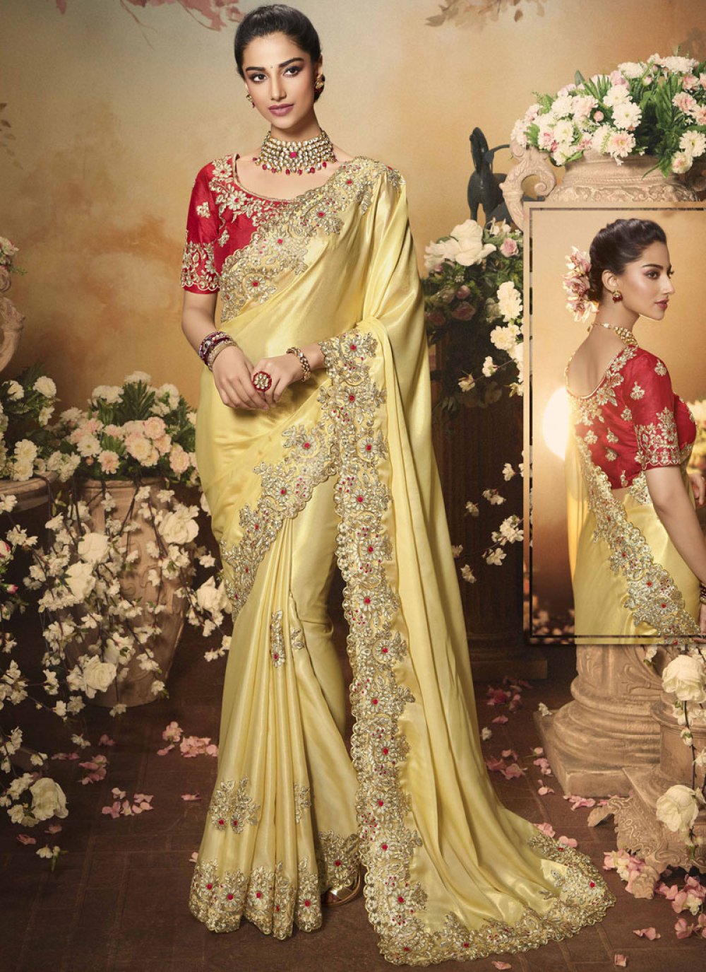 Buy Yellow Color Classic Saree : 143510