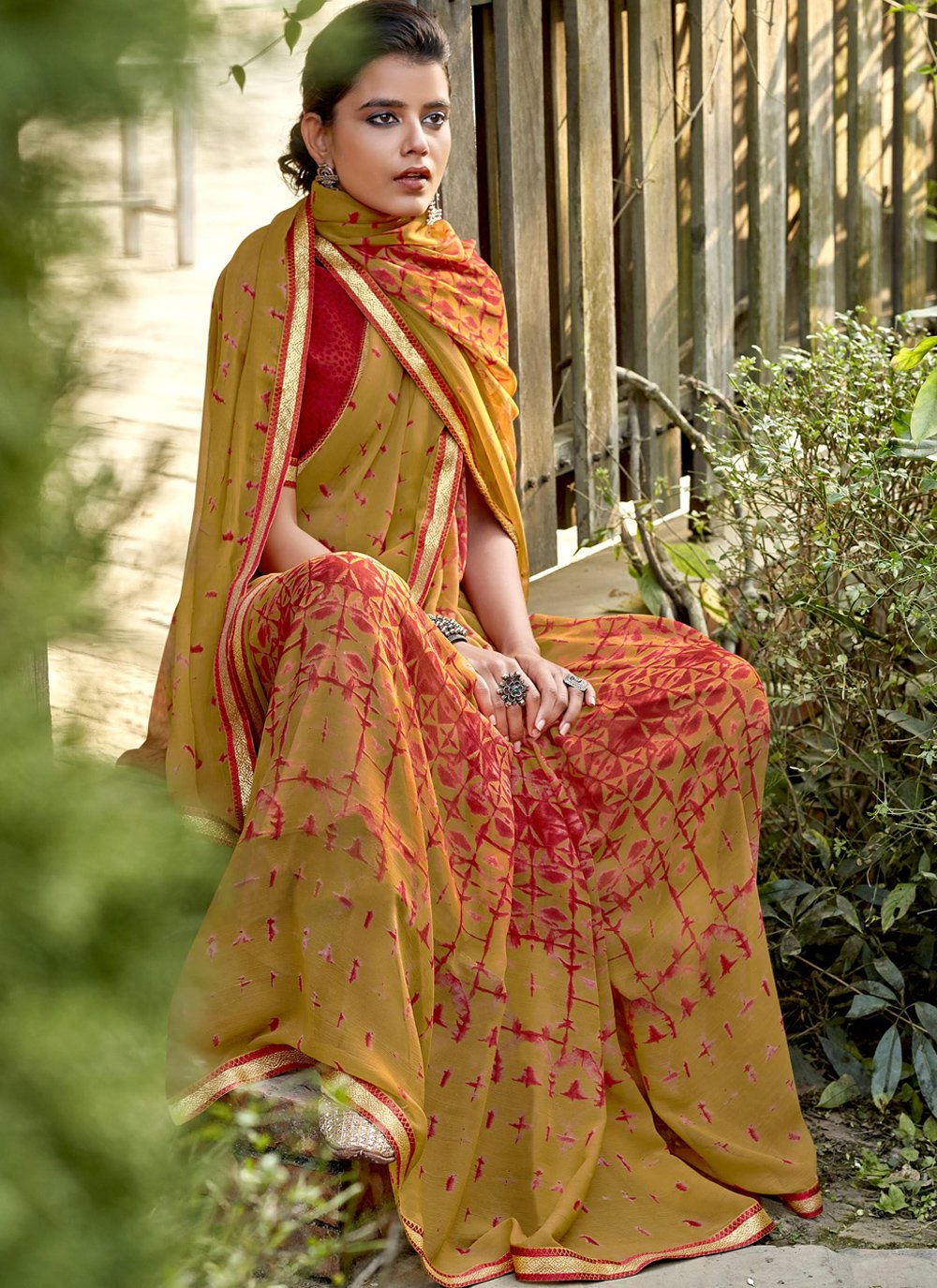 Buy Abstract Print Designer Saree Online