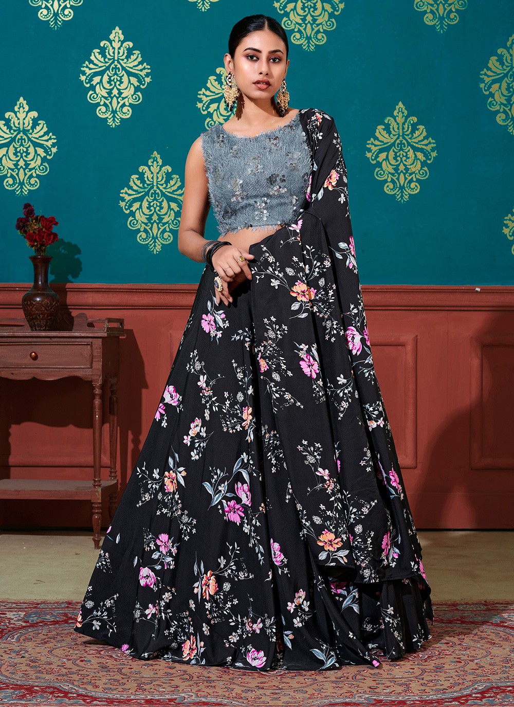 Buy Online Black Color Lehenga Choli : 208133