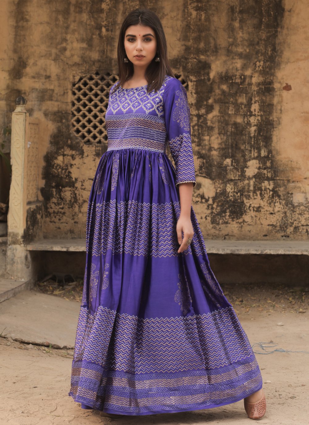 Designer Gown Fancy Fancy Fabric in Blue buy online