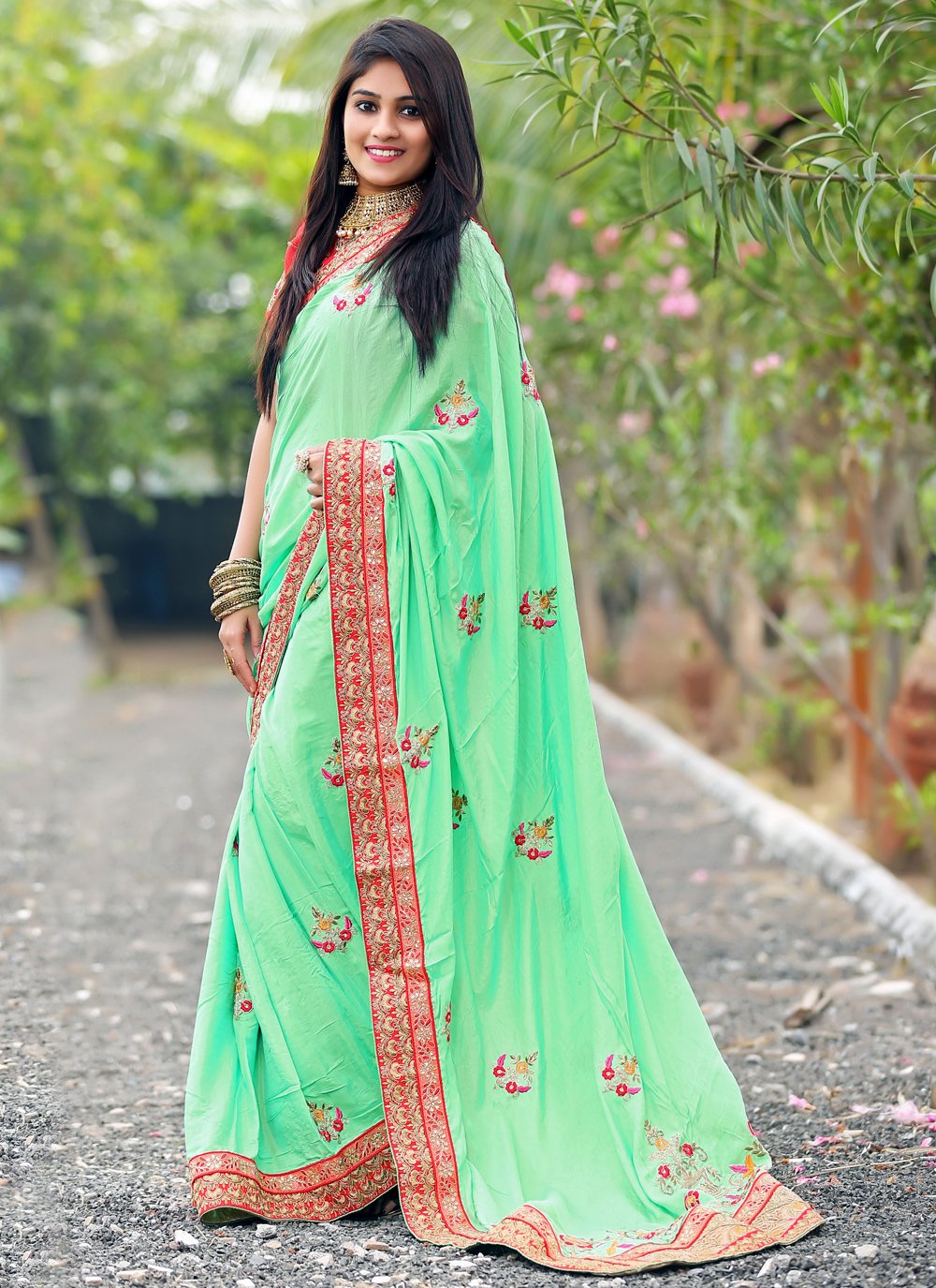 Green Color Designer Traditional Saree buy online