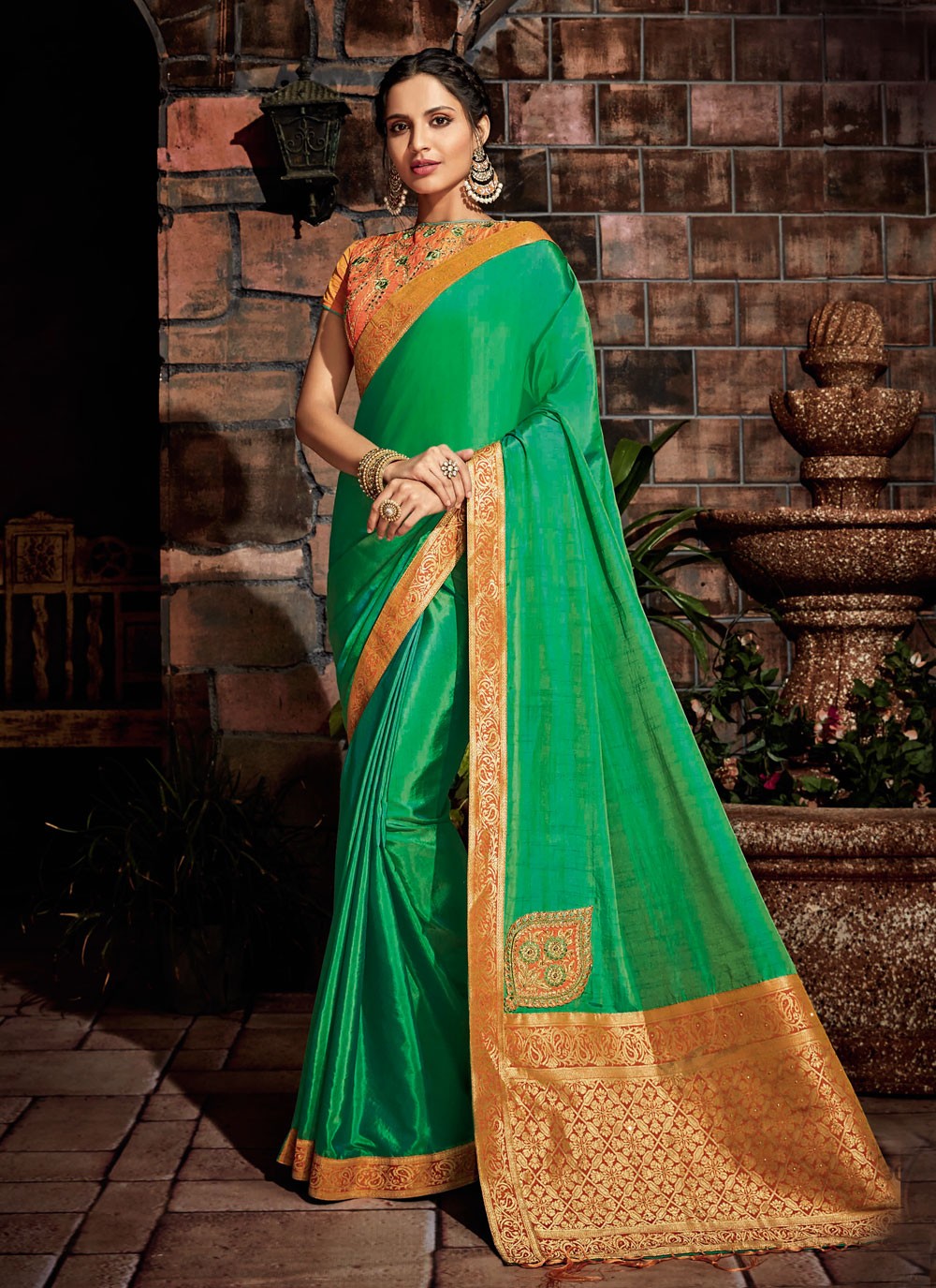 Buy Green Designer Saree : 184659