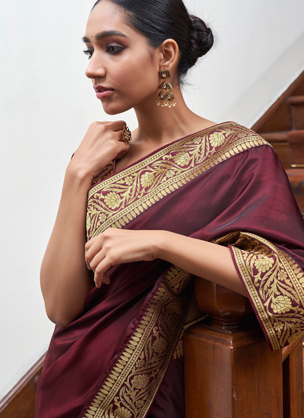 Buy Online Maroon Lace Art Silk Designer Traditional Saree : 170787