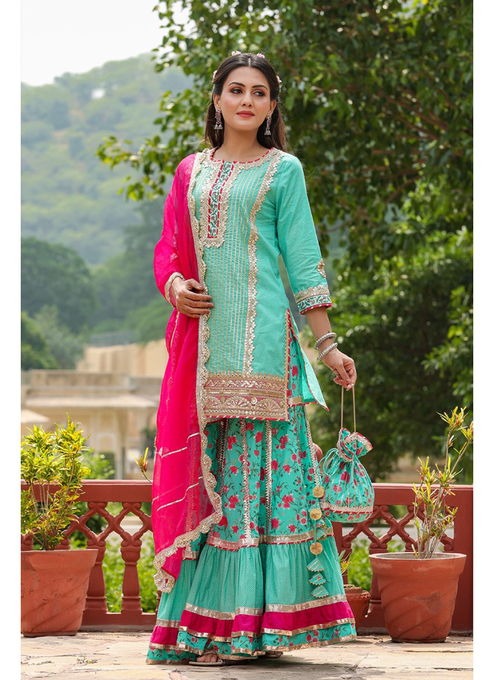 Buy Online Rama Color Shaded Saree : 208818