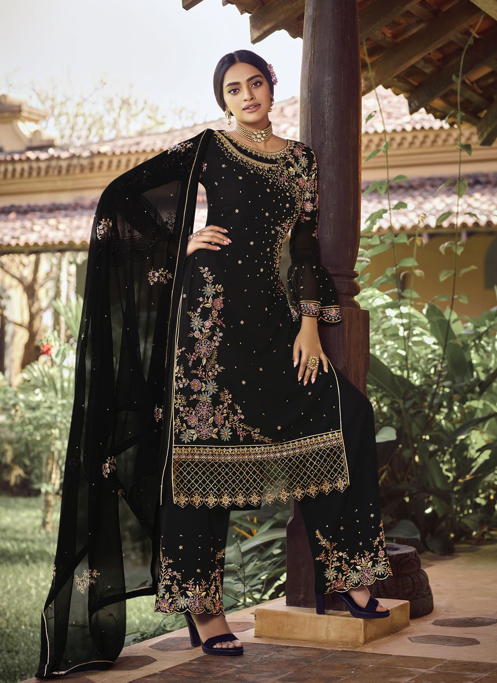 Buy Resham Designer Palazzo Suit : 187030