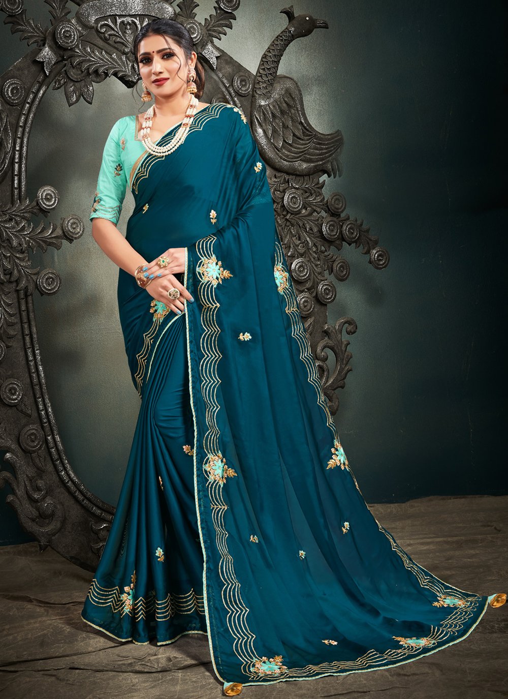 Satin Designer Saree buy online