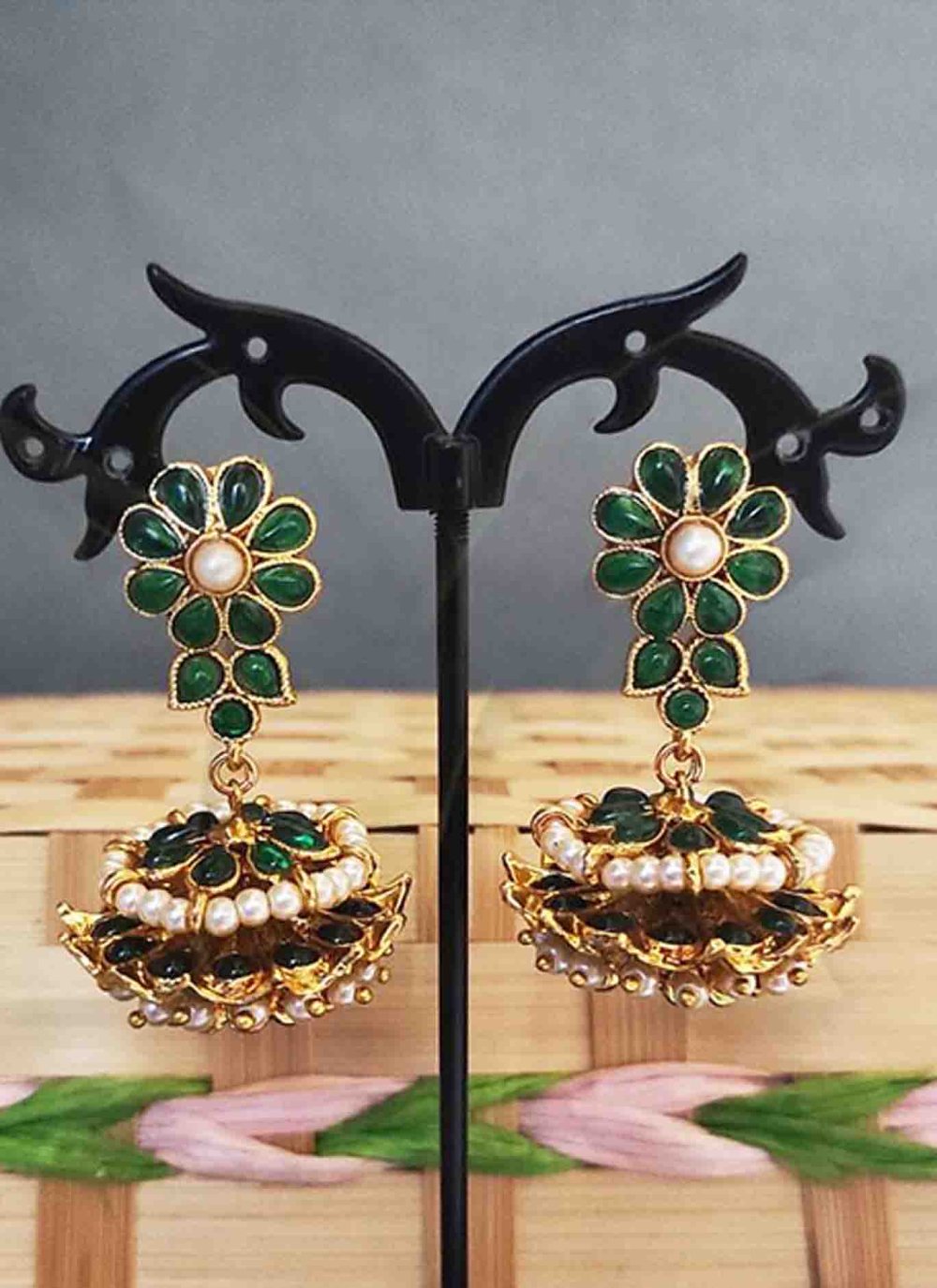 Shop Stone Work Gold Ear Rings Online : 175882