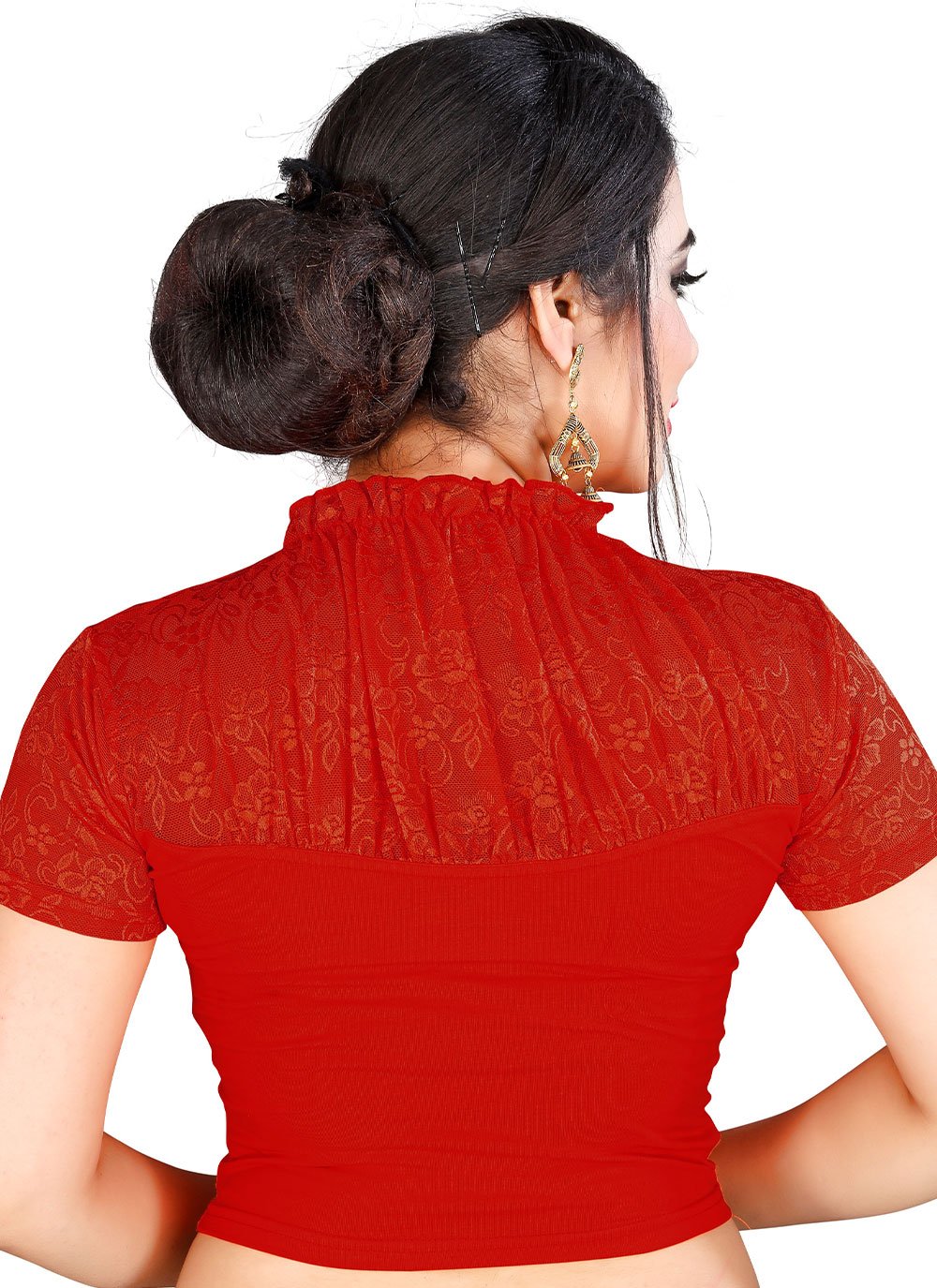 Shop Online Cotton Lycra Plain Red Designer Blouse : 223917
