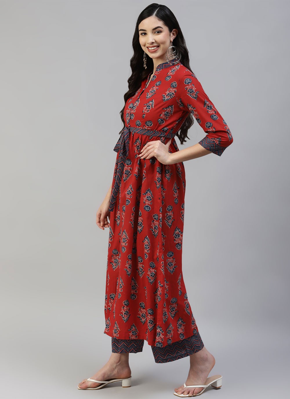 Buy Cotton Printed Red Readymade Salwar Kameez : 236247