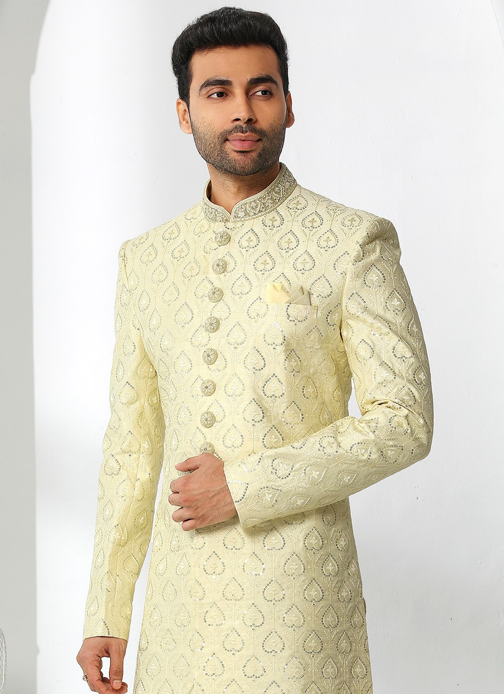 Cream Thread Work Sherwani buy online
