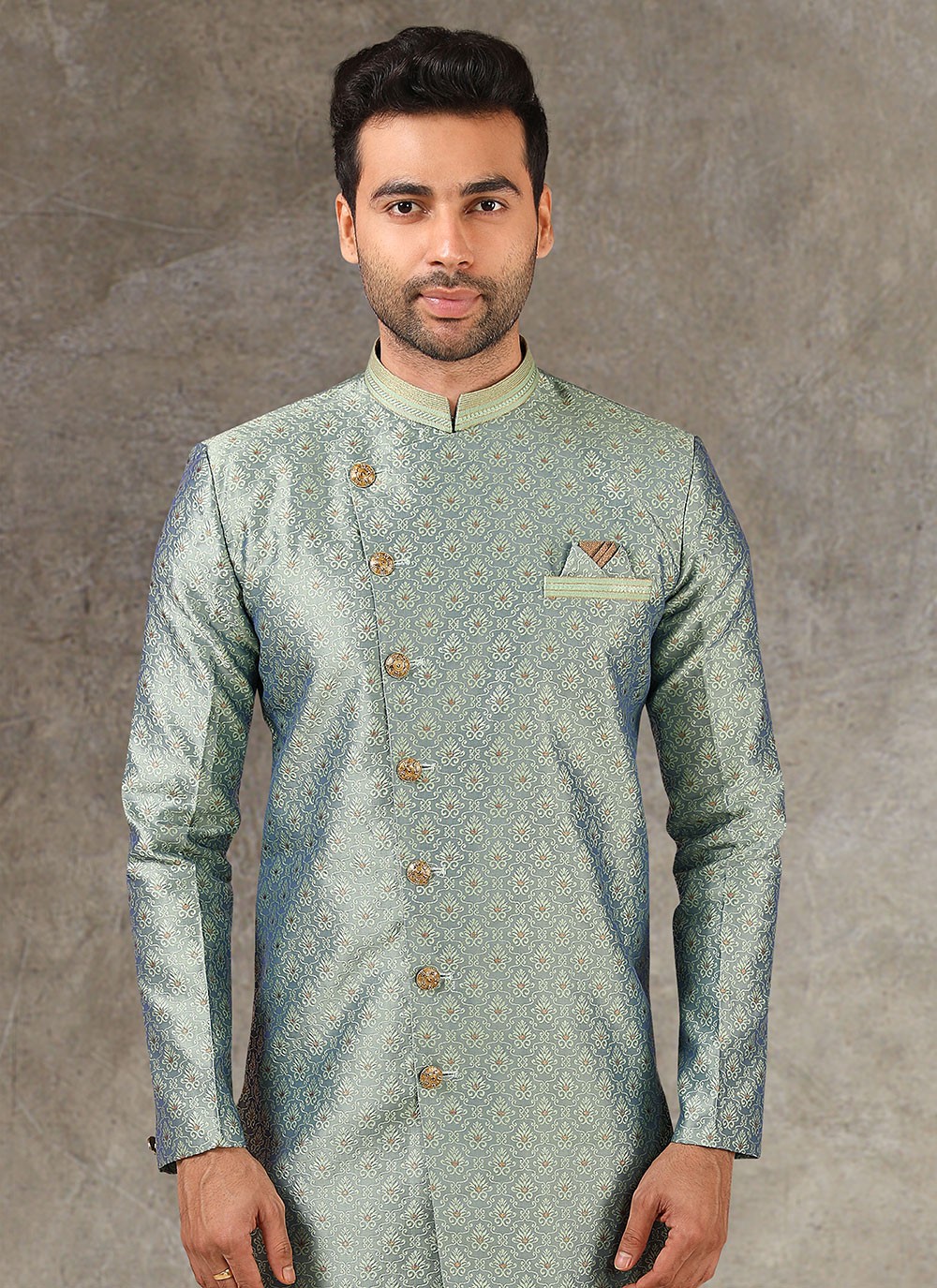 Green Mehndi Brocade Indo Western buy online