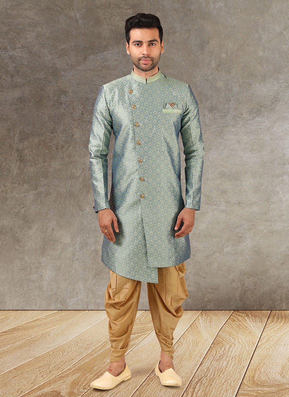 Green Mehndi Brocade Indo Western buy online