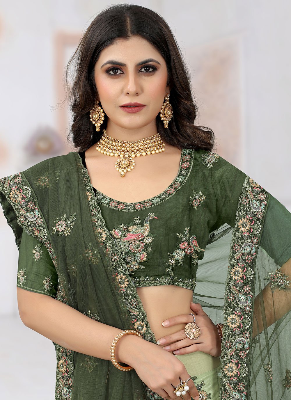 Buy Green Net Lehenga Choli : 238382 - Lehenga Choli