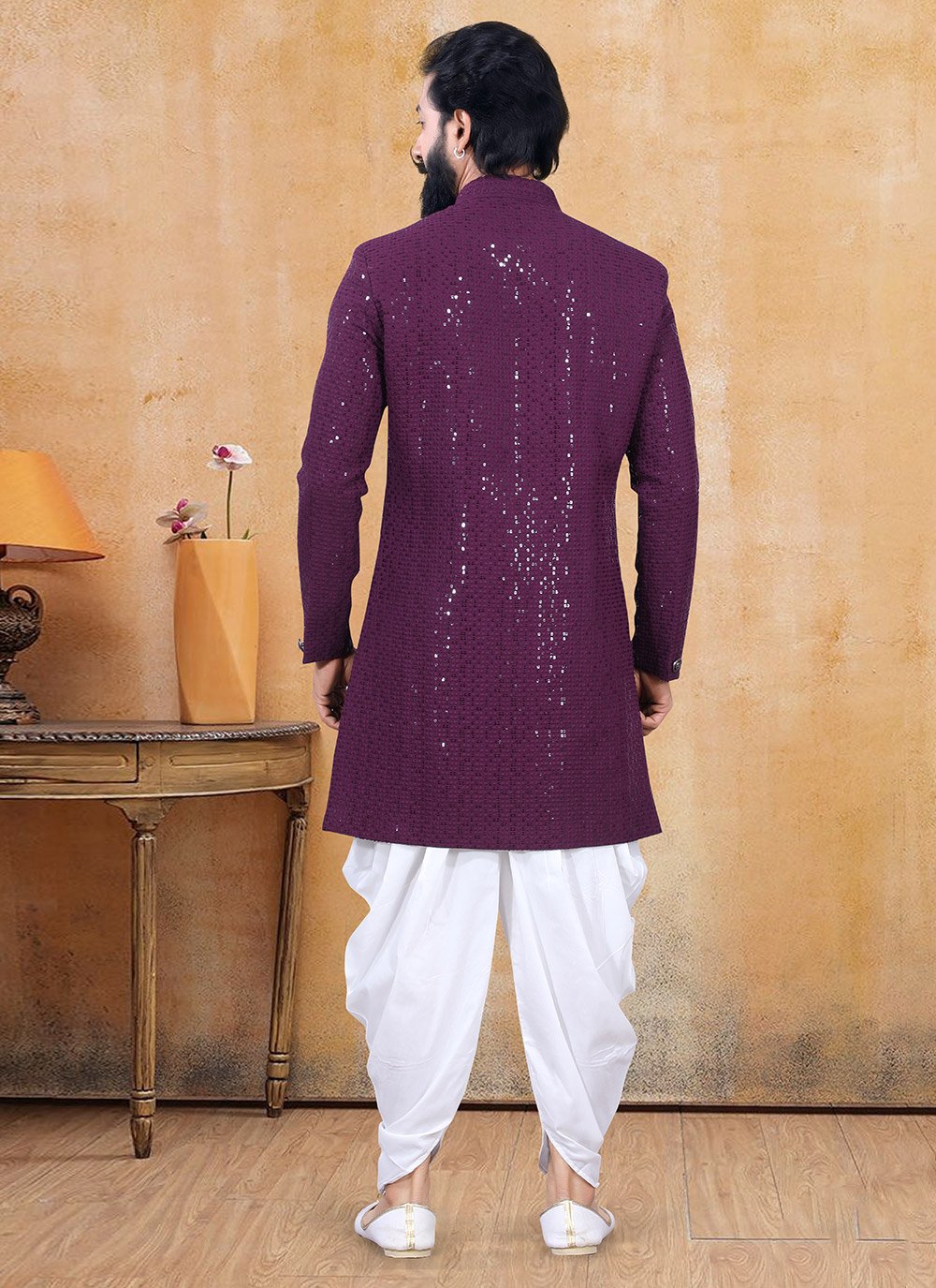 Lucknowi Purple Fancy Dhoti Kurta buy online