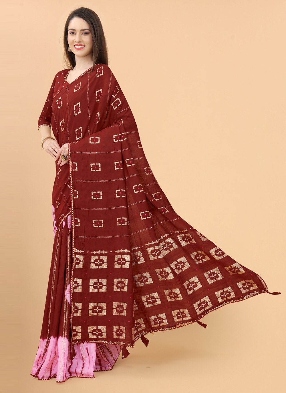 Shop Maroon Party Silk Trendy Saree Online : 243580