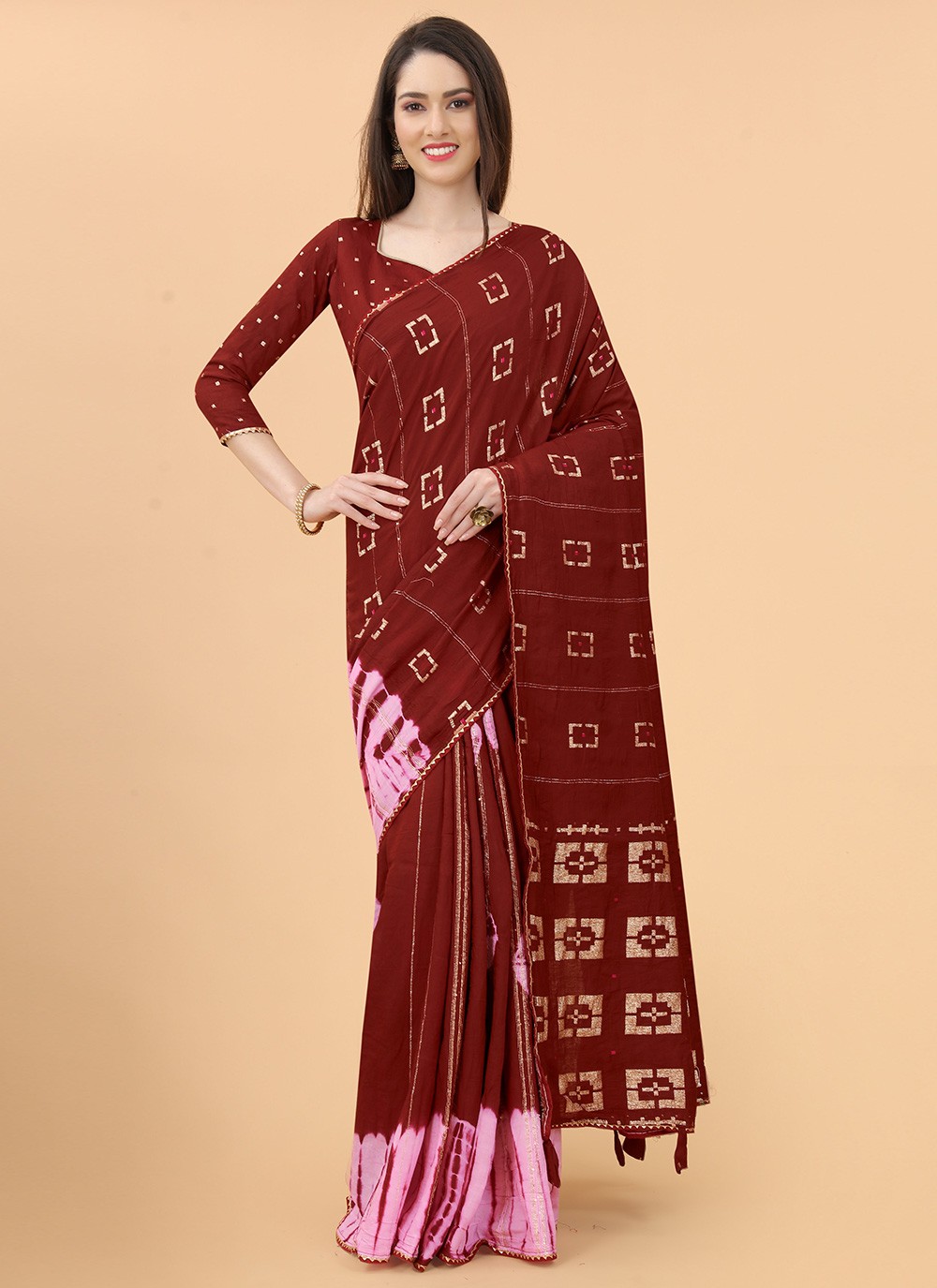 Shop Maroon Party Silk Trendy Saree Online : 243580
