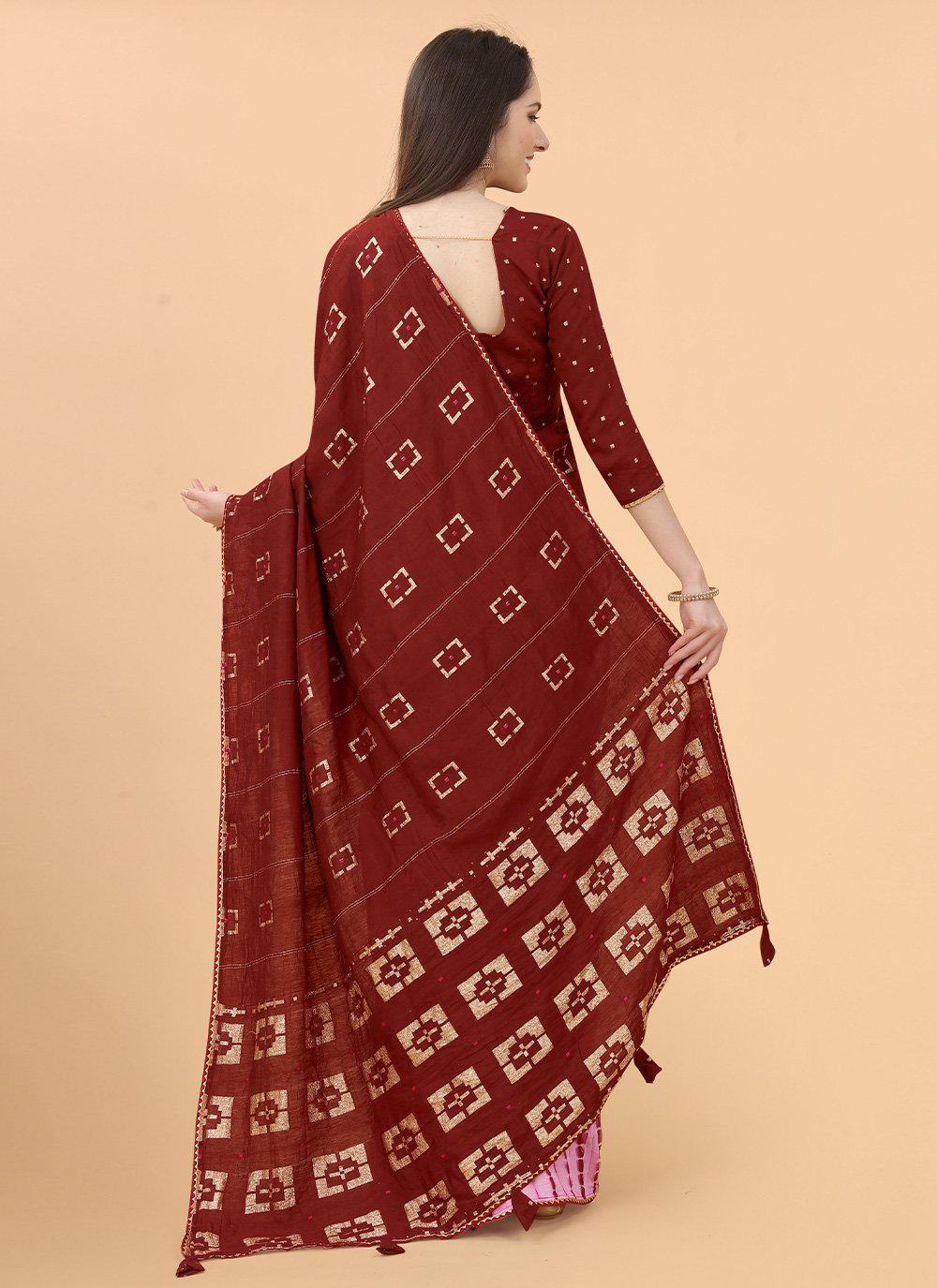 Shop Maroon Party Silk Trendy Saree Online : 243580