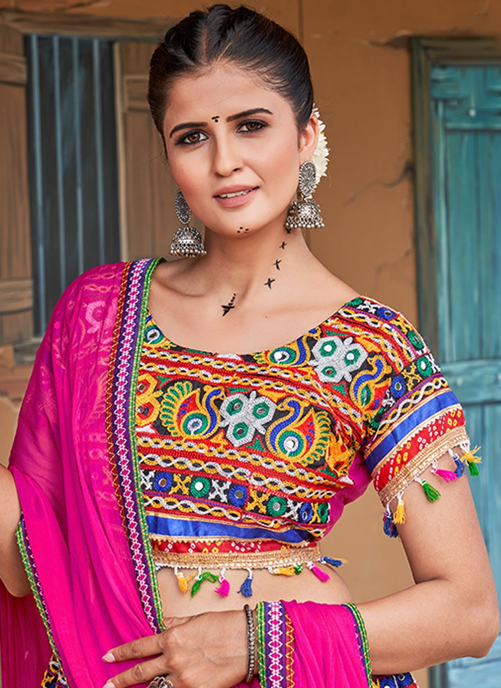 Buy Mirror Cotton Multi Colour Lehenga Choli : 234258 - Lehenga Choli