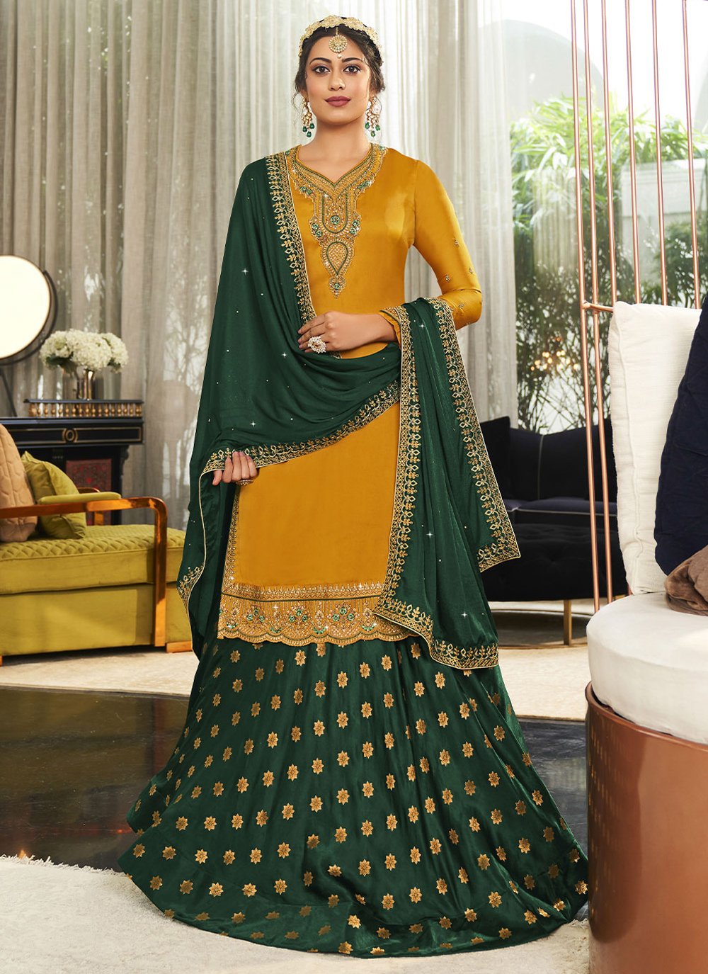 Buy Mustard Designer Lehenga Choli : 240915