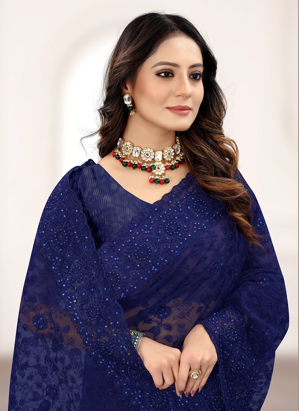 Navy Blue Reception Classic Saree buy online