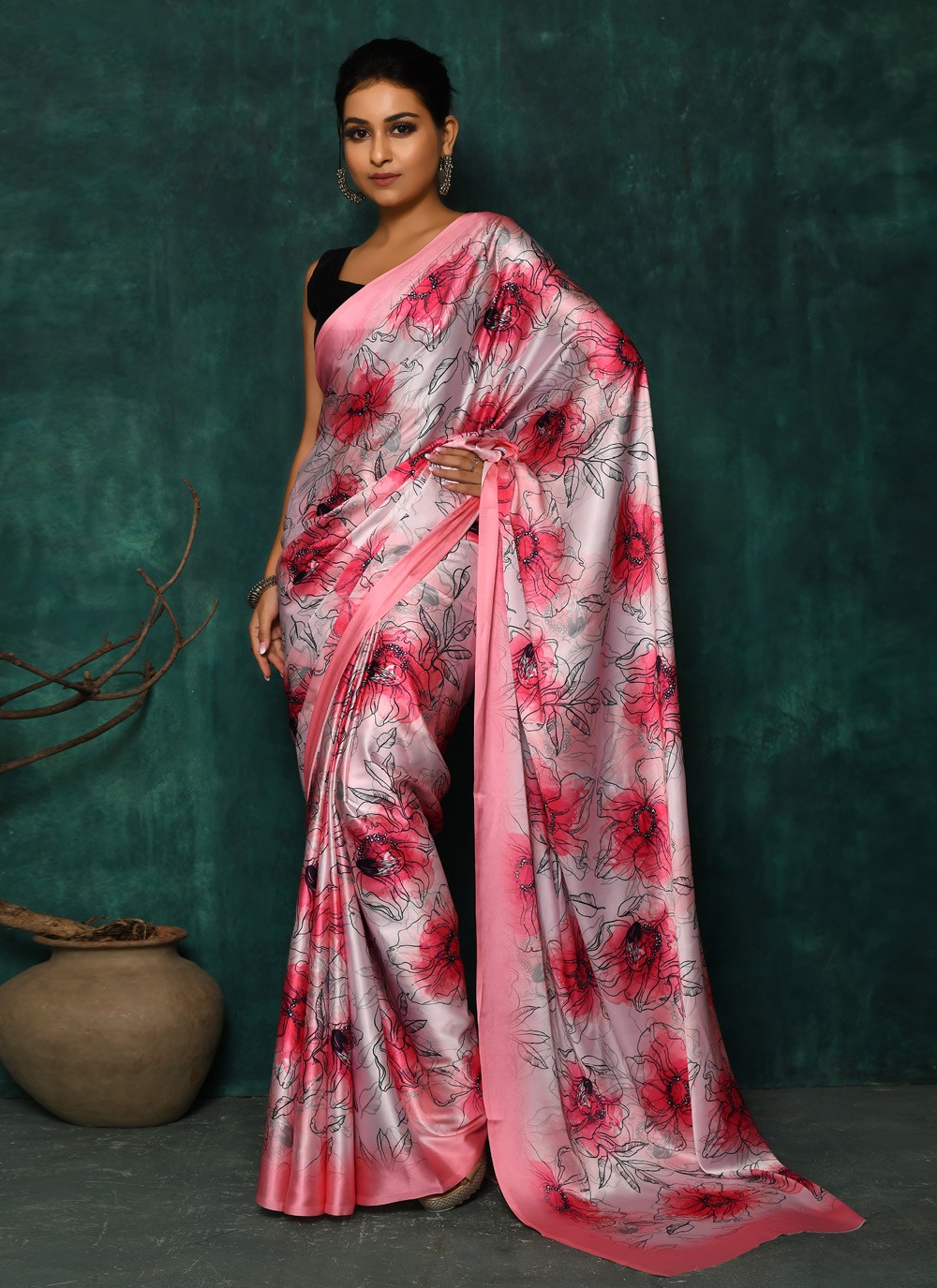 Buy Pink Digital Print Festival Classic Designer Saree Online : 243217