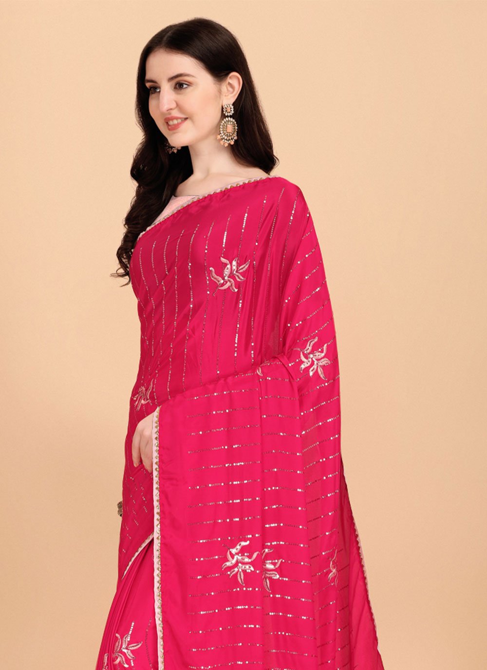 Shop Online Pink Fancy Fabric Classic Saree : 232355