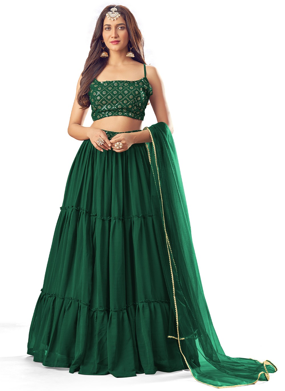 Buy Plain Net Readymade Lehenga Choli Online
